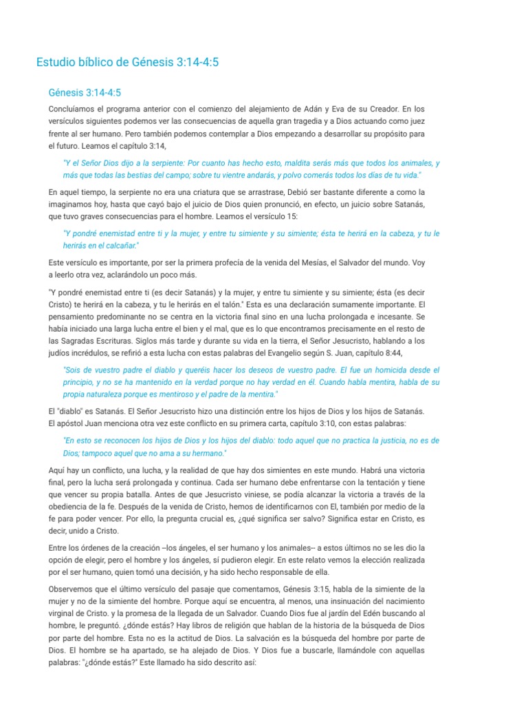 Estudio Bíblico de Génesis 3 - 14-4 - 5 PDF | PDF | Adán y Eva | Caín y ...