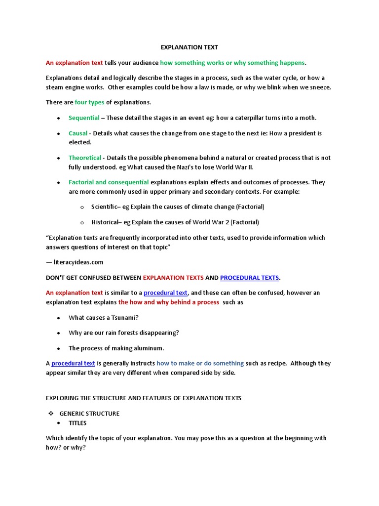 How Something Works or Why Something Happens: An Explanation Text | PDF ...