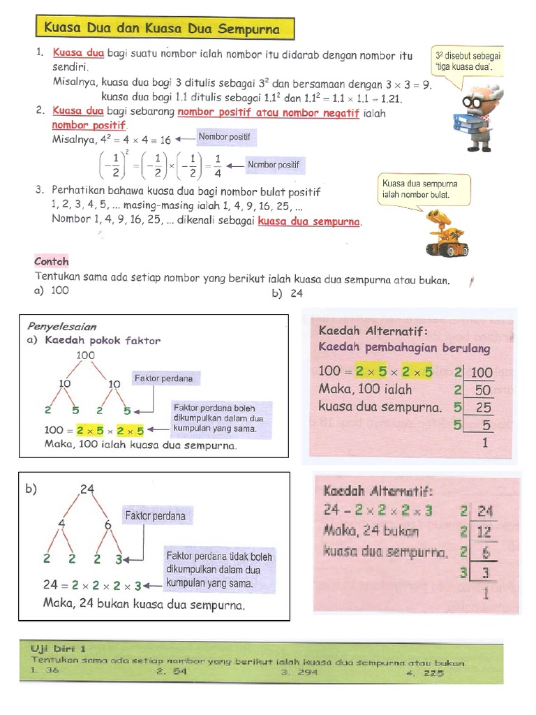 Math Ting 1 Kuasa Dua Dan Kuasa Dua Sempurna | PDF