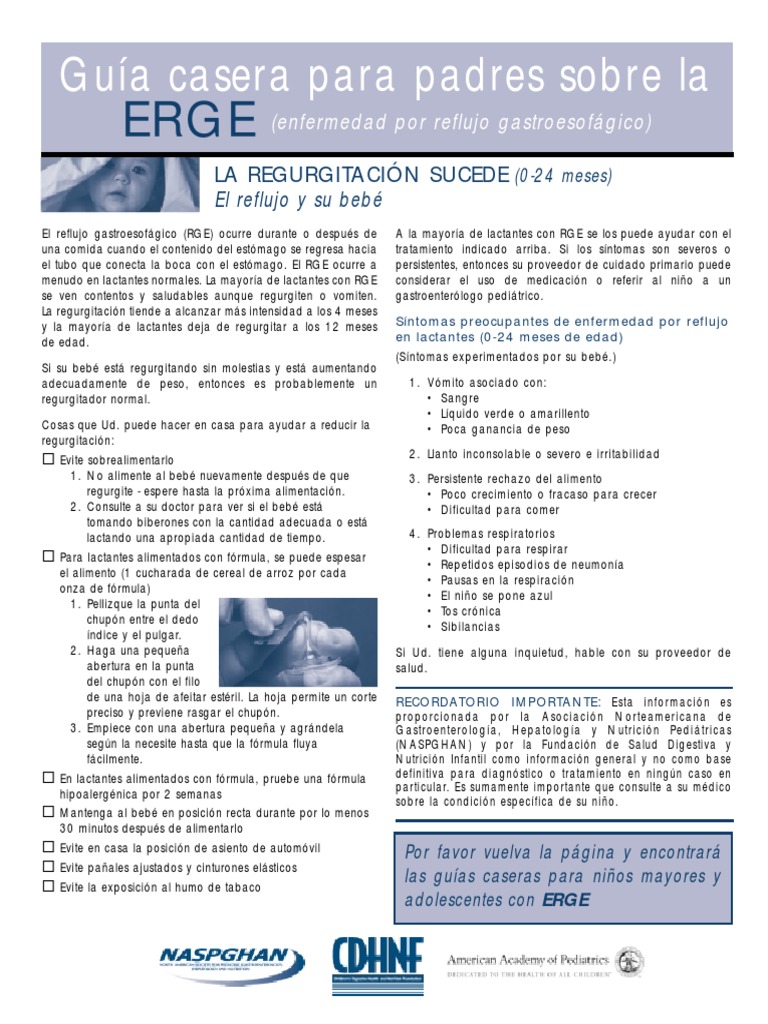 GERD Parents Handout Spanish PDF | PDF | La enfermedad por reflujo ...