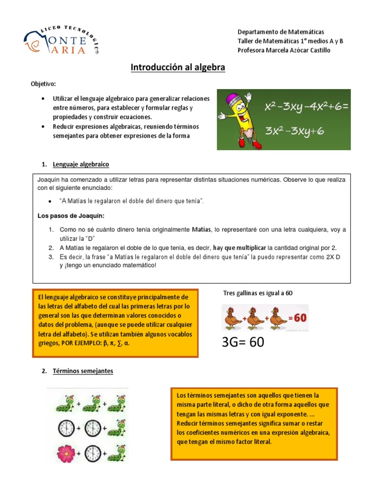Introducción Al Algebra | PDF | Fórmula | Álgebra