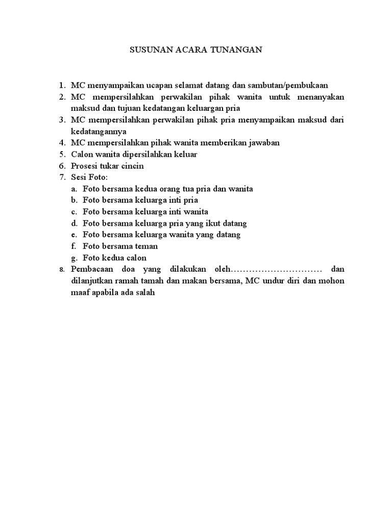 Susunan Acara Tunangan | PDF