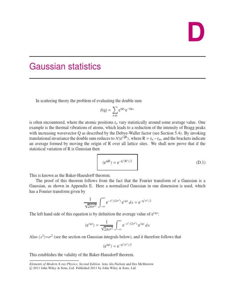 Appendix D - Gaussian Statistics | PDF | Normal Distribution | Physics
