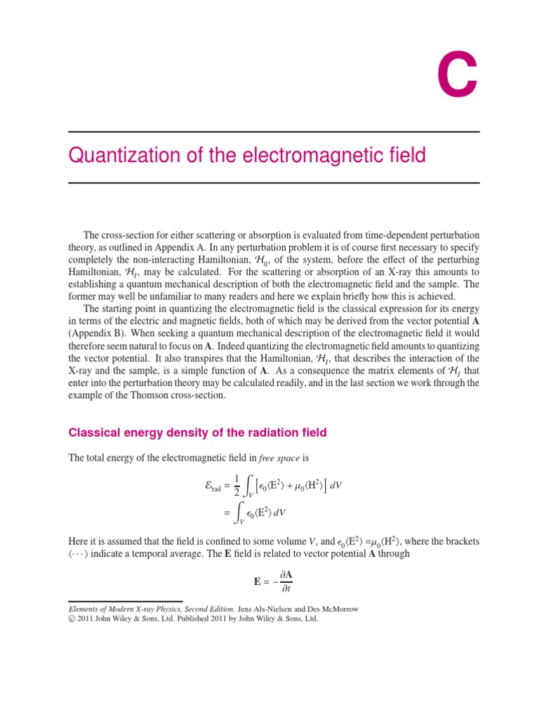 Appendix C - Quantization of The Electromagnetic Field | PDF | Electromagnetic Field ...