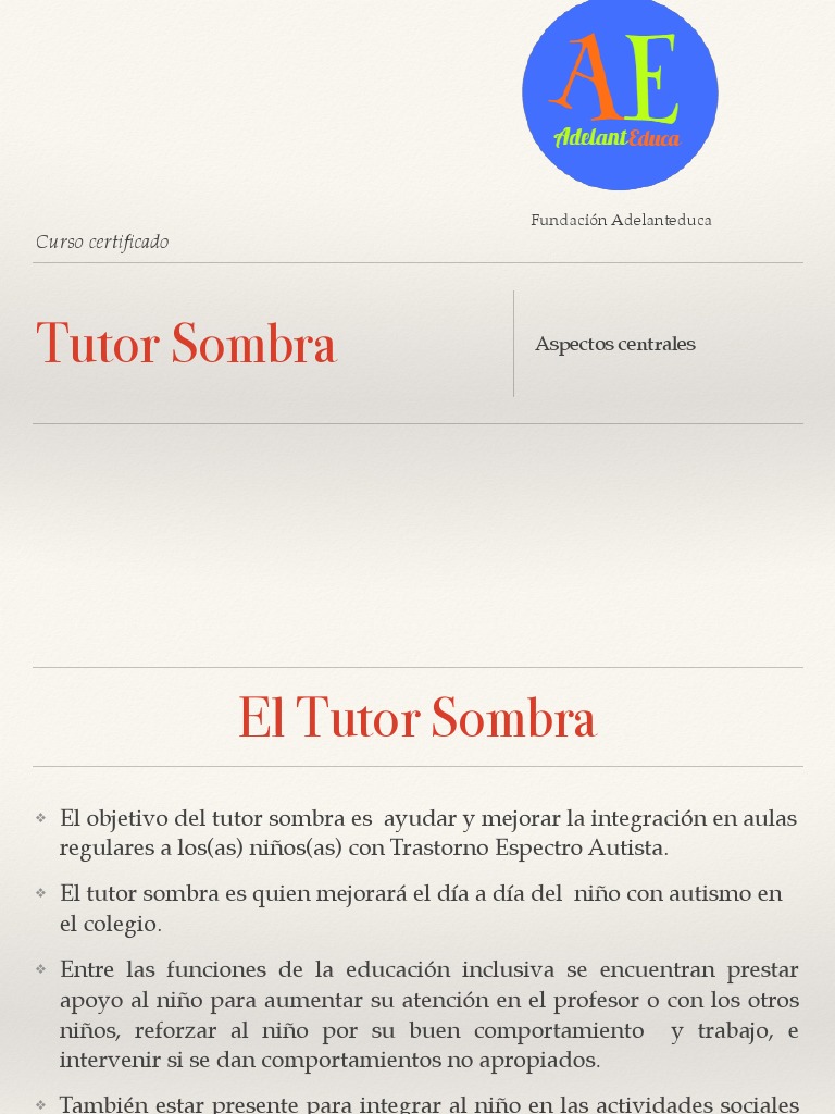 Tutor Sombra Intro | PDF | Espectro autista | Inclusión (Educación)