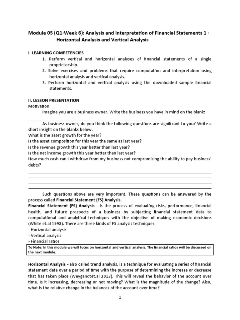 FABM2 Module 05 (Q1-W6) | PDF | Financial Statement | Equity (Finance)