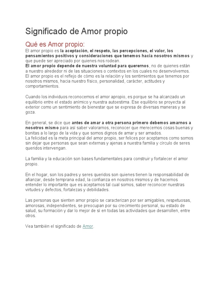 Significado de Amor Propio | PDF