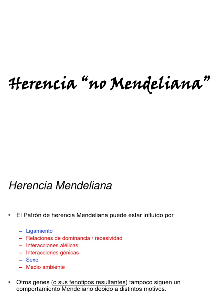 Herencia "No Mendeliana" | PDF | Dominancia (Genética) | Gene