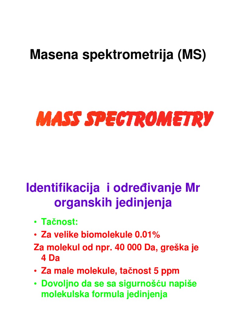 Masena Spektrometrija 2010 | PDF