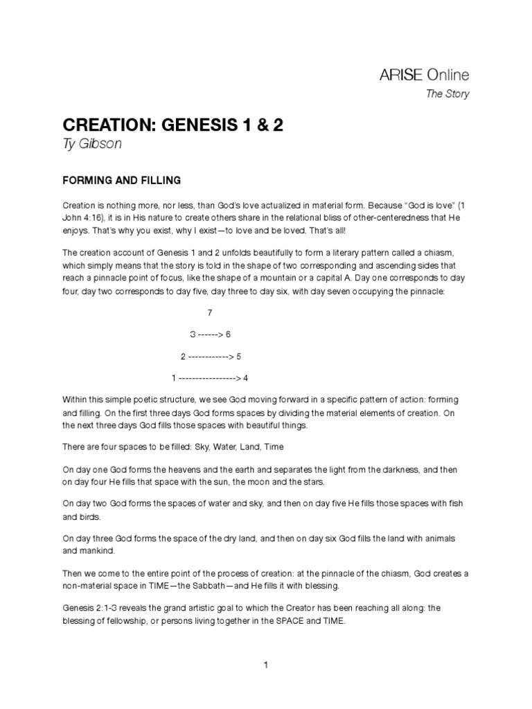Genesis 1 & 2 Handout | PDF | Genesis Creation Narrative | Genesis ...