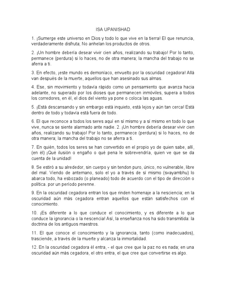 Isa Upanishad | PDF | Religión y creencia