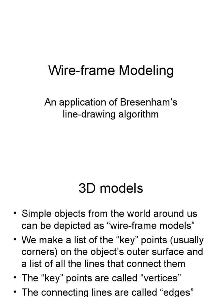 Wire-Frame Modeling: An Application of Bresenham's Line-Drawing ...