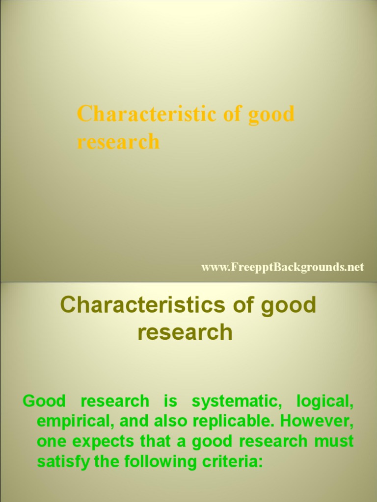 Characteristics of Good Research | PDF | Scientific Method | Data