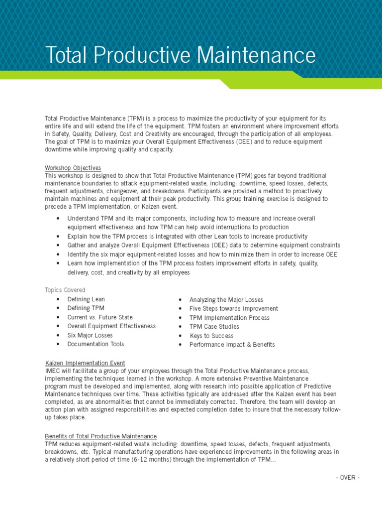 Total Productive Maintenance | PDF | Business