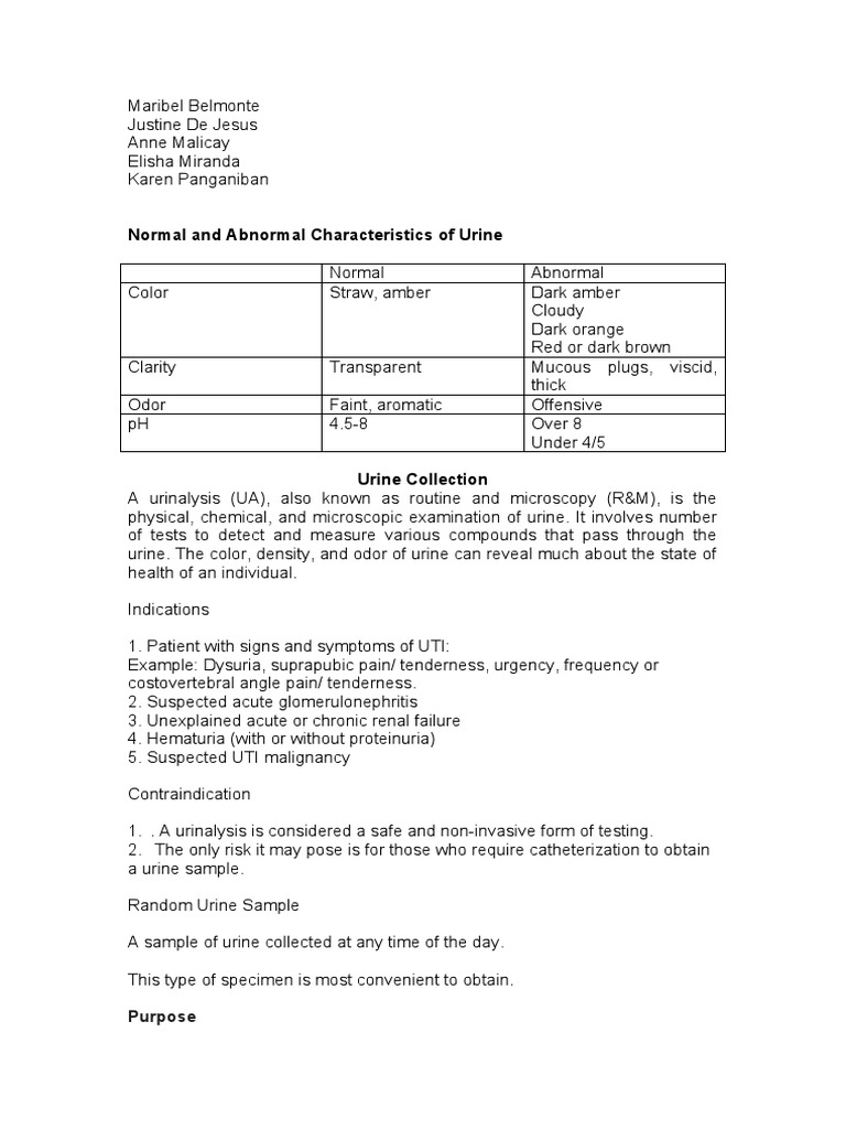 Normal and Abnormal Characteristics of Urine: A Guide to Urine Analysis ...