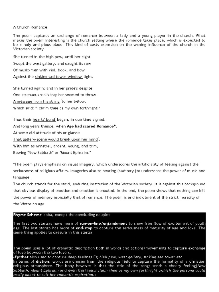Church Romance Poem | PDF | Poetry | Courtship