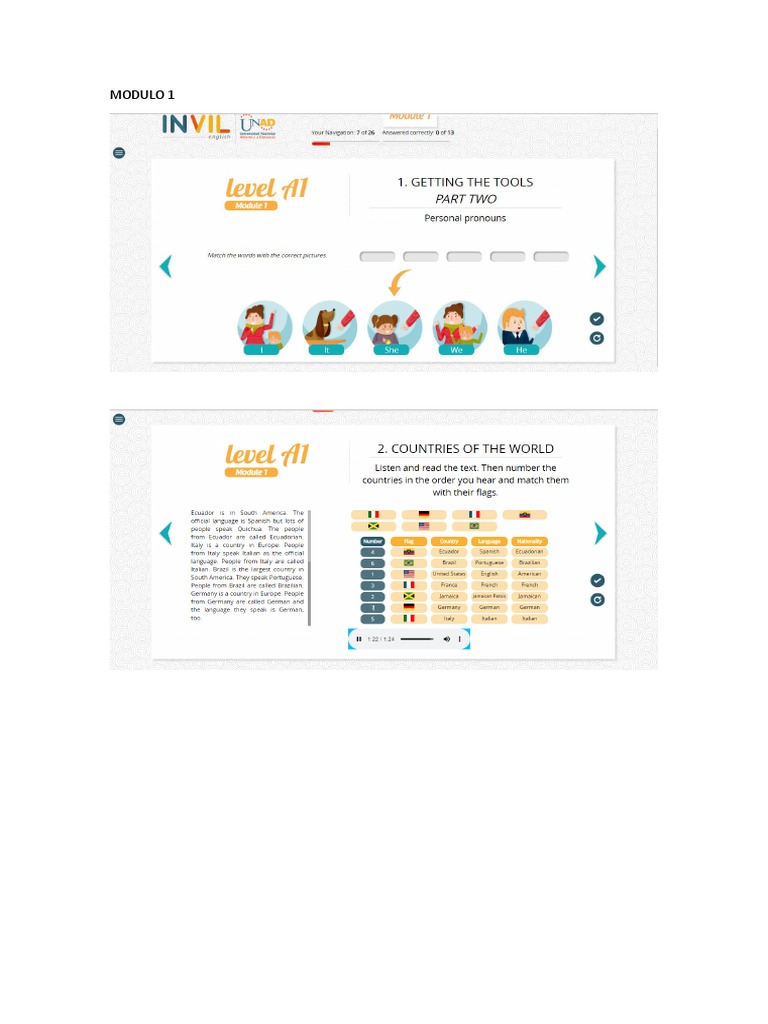 Pantallazos Inglès Modulo 1 | PDF