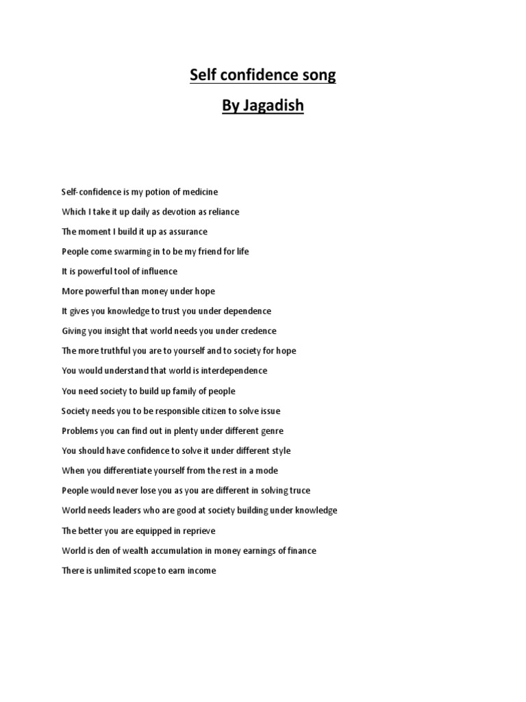 Self Confidence Song | PDF | Wealth | Knowledge