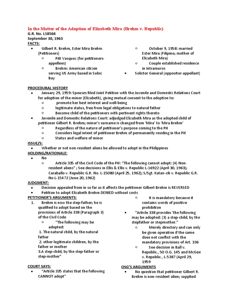 In The Matter of The Adoption of Elizabeth Mira | PDF | Government ...