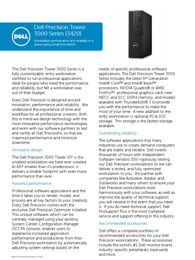Dell Precision Tower 3420 Datasheet | PDF | Workstation | Computer Hardware