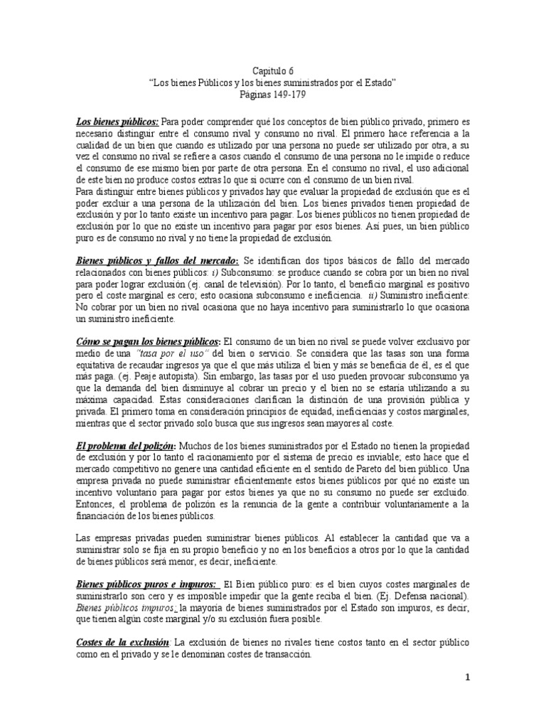 Stiglitz Cap 6 Resumen | PDF | Bienes | Exterioridad