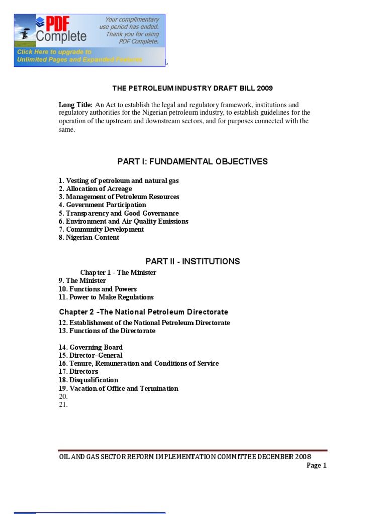 Draft Nigeria PIB | PDF | License | Pension