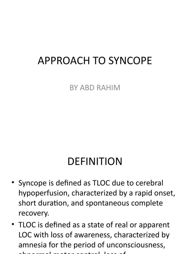 Comprehensive Guide to Syncope Management | PDF | Shock (Circulatory ...