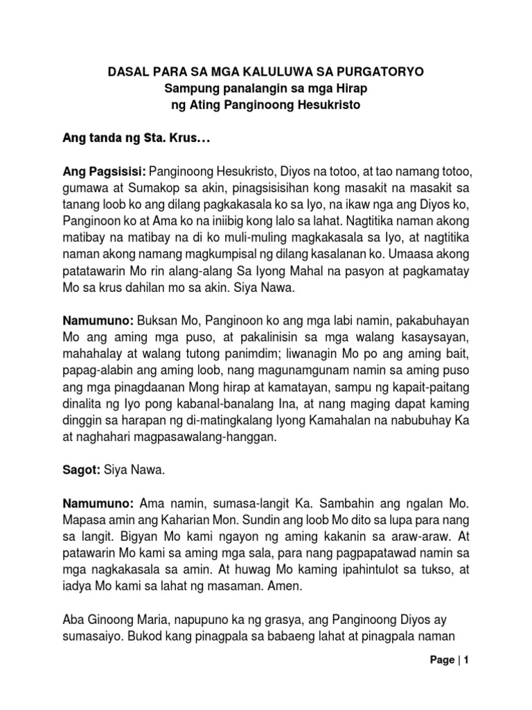 Dasal para Sa Mga Kaluluwa | PDF