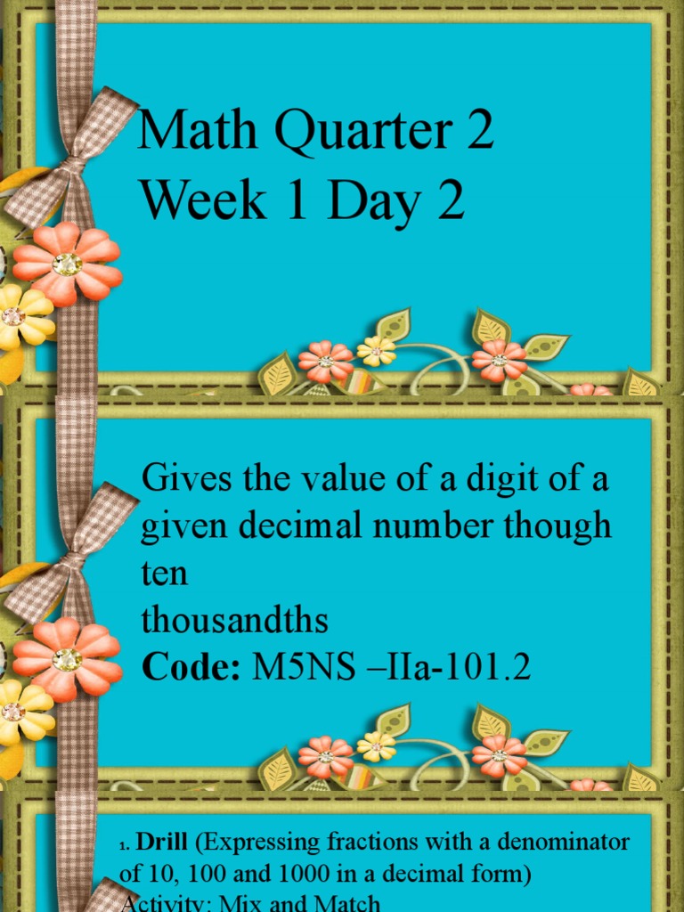 Math Quarter 2 Week 1 Day 2 | PDF | Fraction (Mathematics) | Numbers