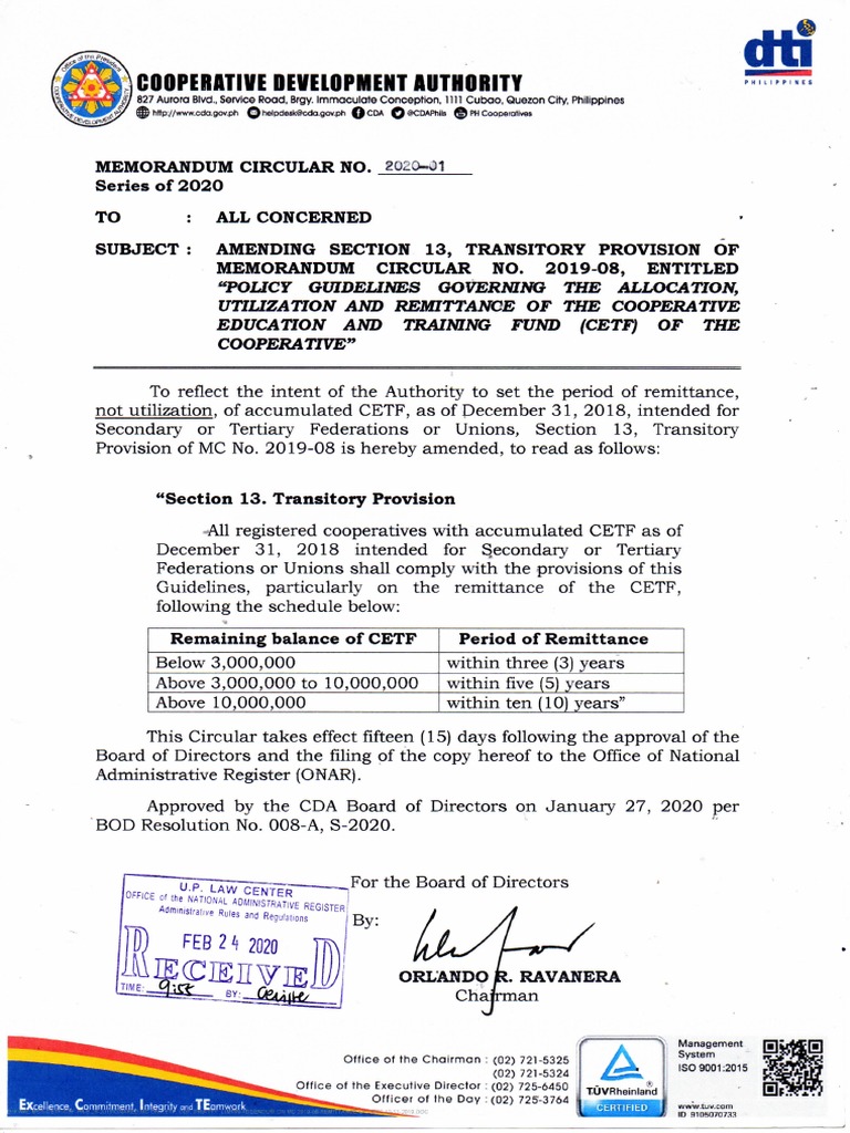 MC2020 01 Amend Sec13 Transitory Provision MC2019 08 Policy Guide ...