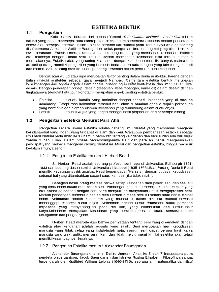 Definisi dan Teori Estetika Bentuk | PDF | Filsafat