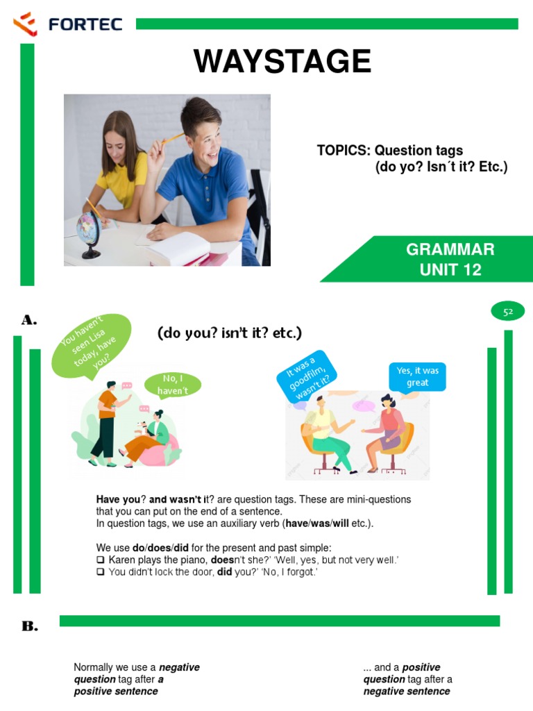 Waystage: Grammar Unit 12 | Download Free PDF | Question | Semiotics