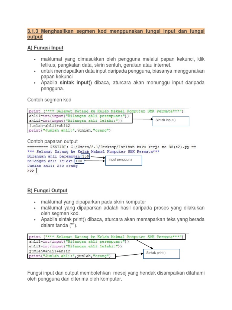 Nota 3.1.3 (Fungsi Input Dan Output) PDF | PDF