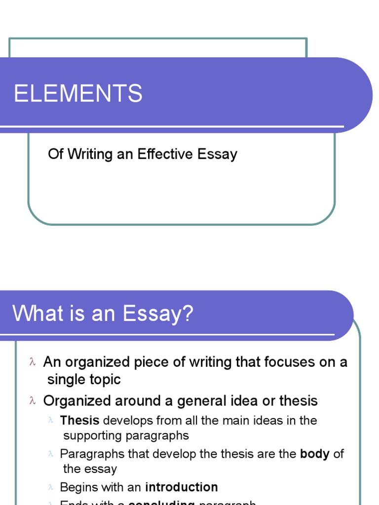 Elements: of Writing An Effective Essay | PDF | Paragraph | Essays