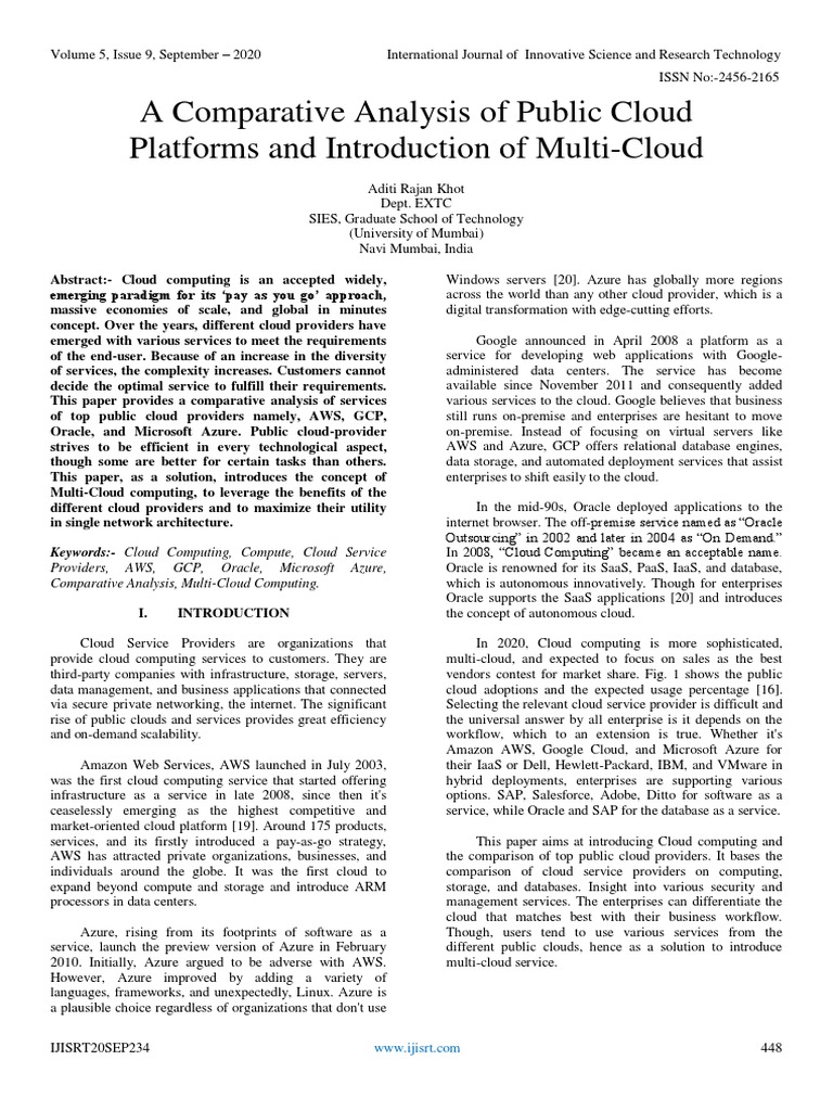 A Comparative Analysis of Public Cloud Platforms and Introduction of ...