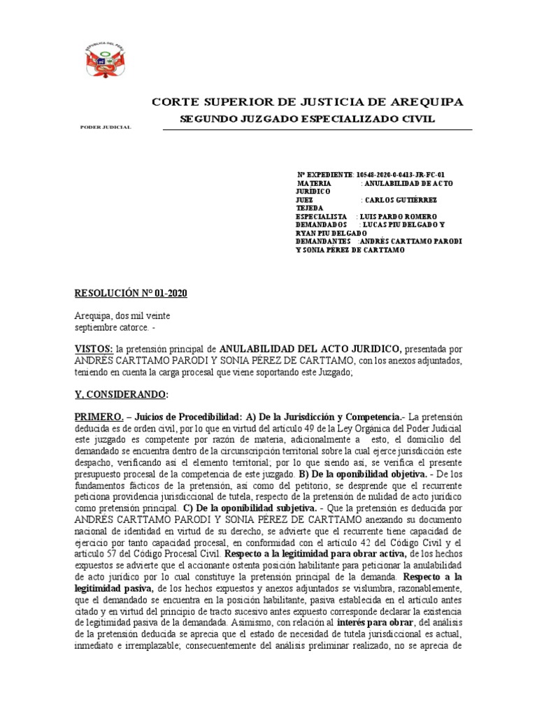Auto Admisorio | PDF | Jurisdicción | Ley procesal