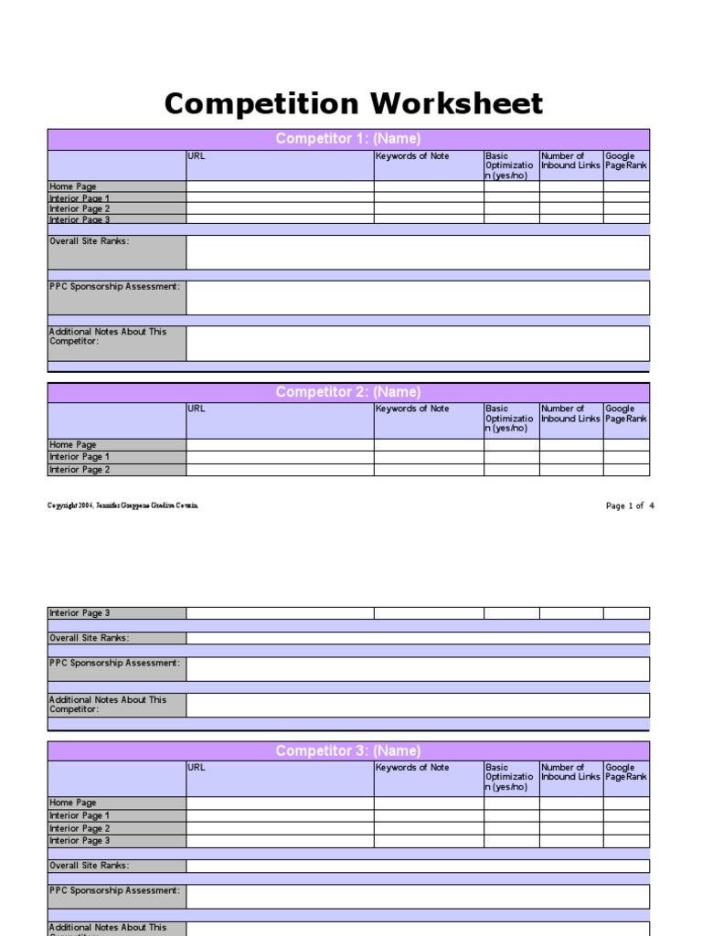Competition Worksheet | PDF | Search Engine Optimization | Online Services