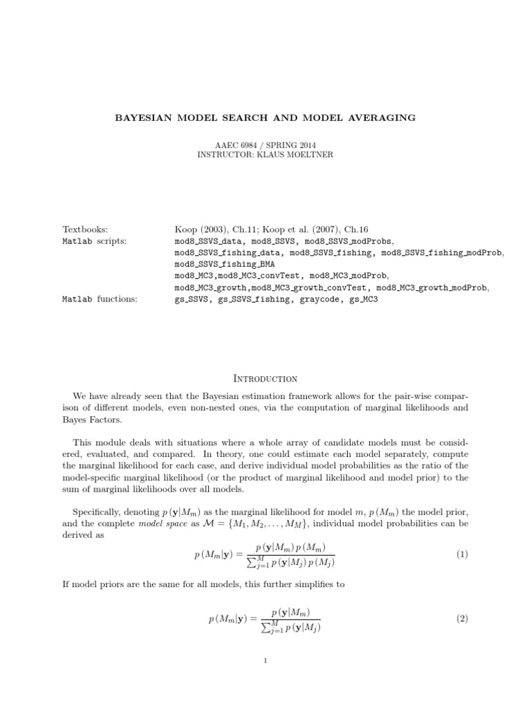 Bayesian Model Search and Model Averaging | PDF | Dependent And Independent Variables | Bayesian ...
