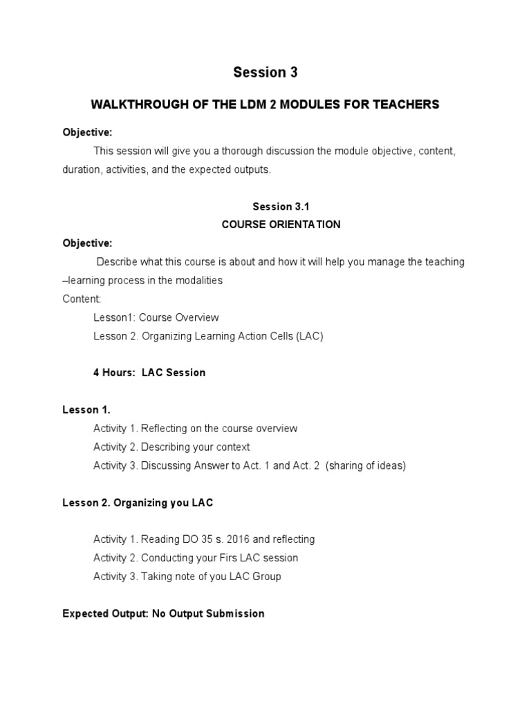 Session 3: Walkthrough of The LDM 2 Modules For Teachers | PDF | Rubric ...