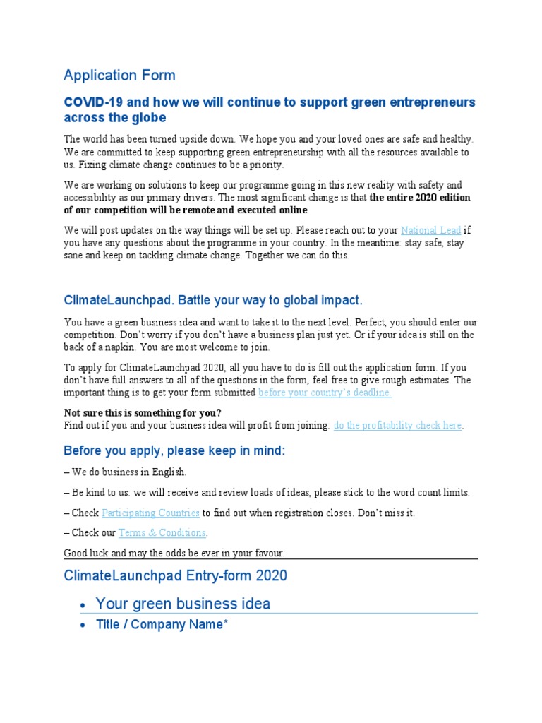 Application Form BUSINESS IDEA | PDF | Tanzania | Entrepreneurship