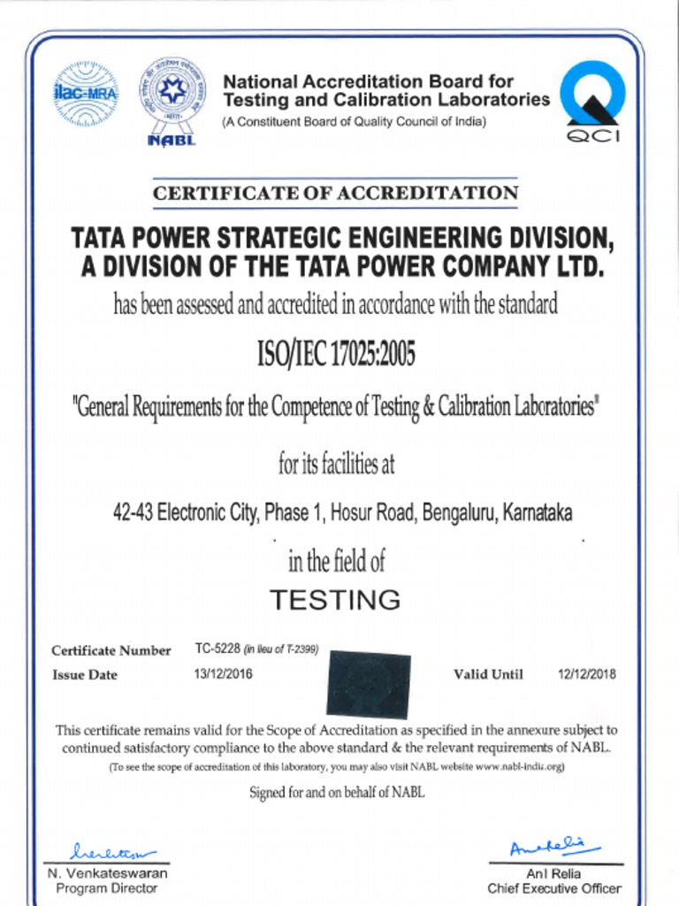 TATA Power NABL Scope PDF | PDF