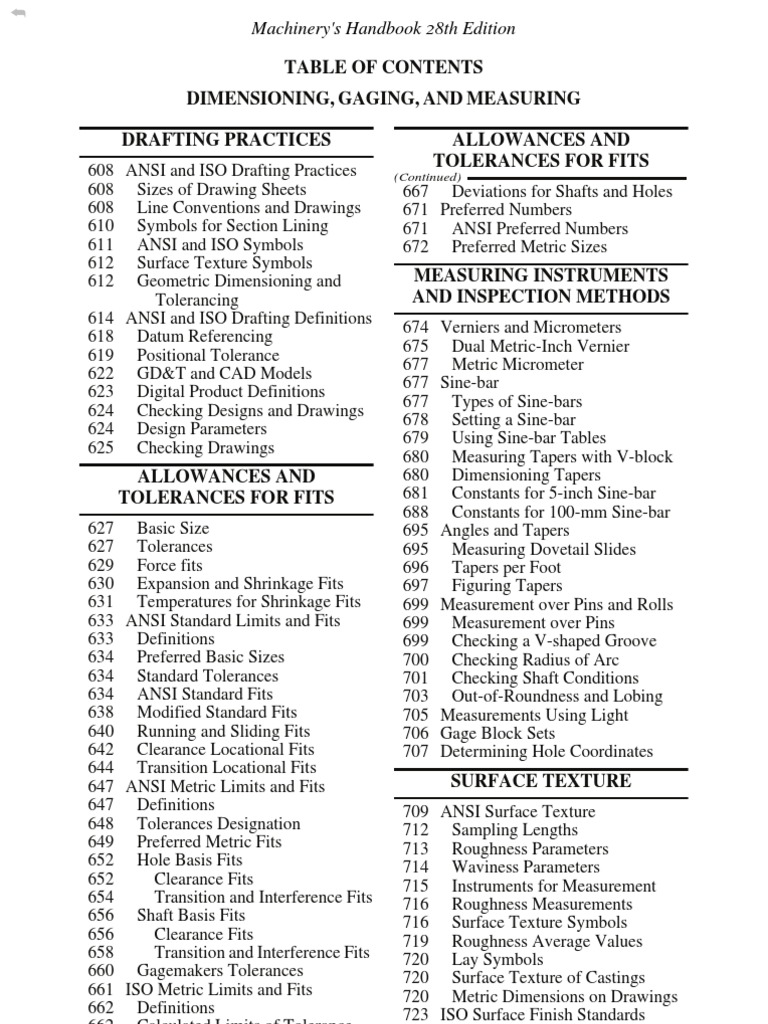 Dimensioning, Gaging, and Measuring: Machinery's Handbook 28th Edition ...
