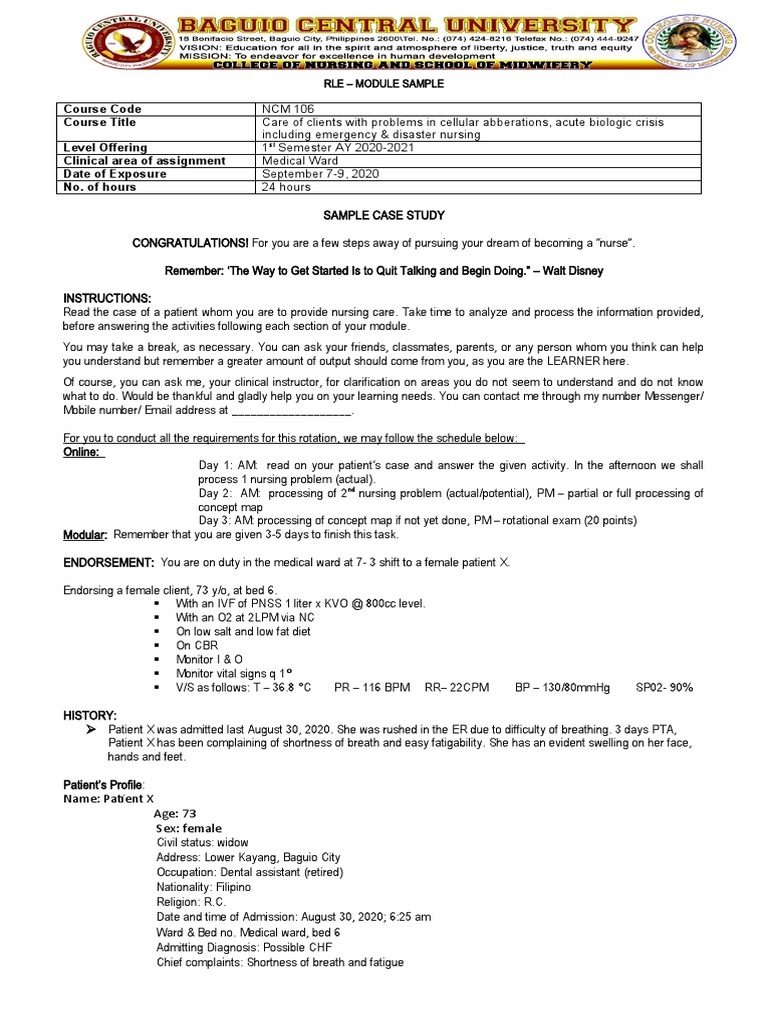 Sample RLE MODULE MEDICAL WARD | PDF | Heart | Heart Failure