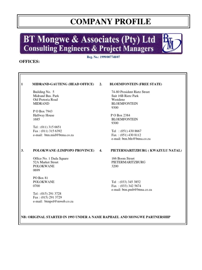 BTM Company Profile - Updated 2009 | PDF | Concrete | Engineering