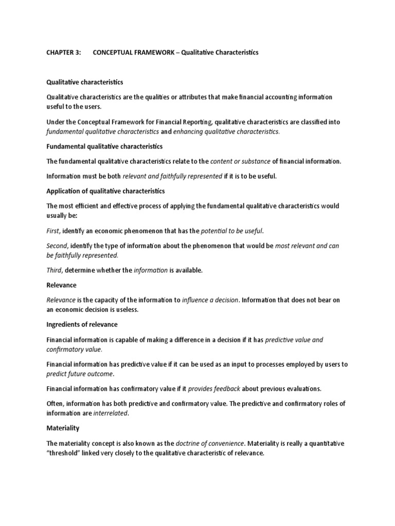 CONCEPTUAL FRAMEWORK - Qualitative Characteristics | PDF | Lease ...