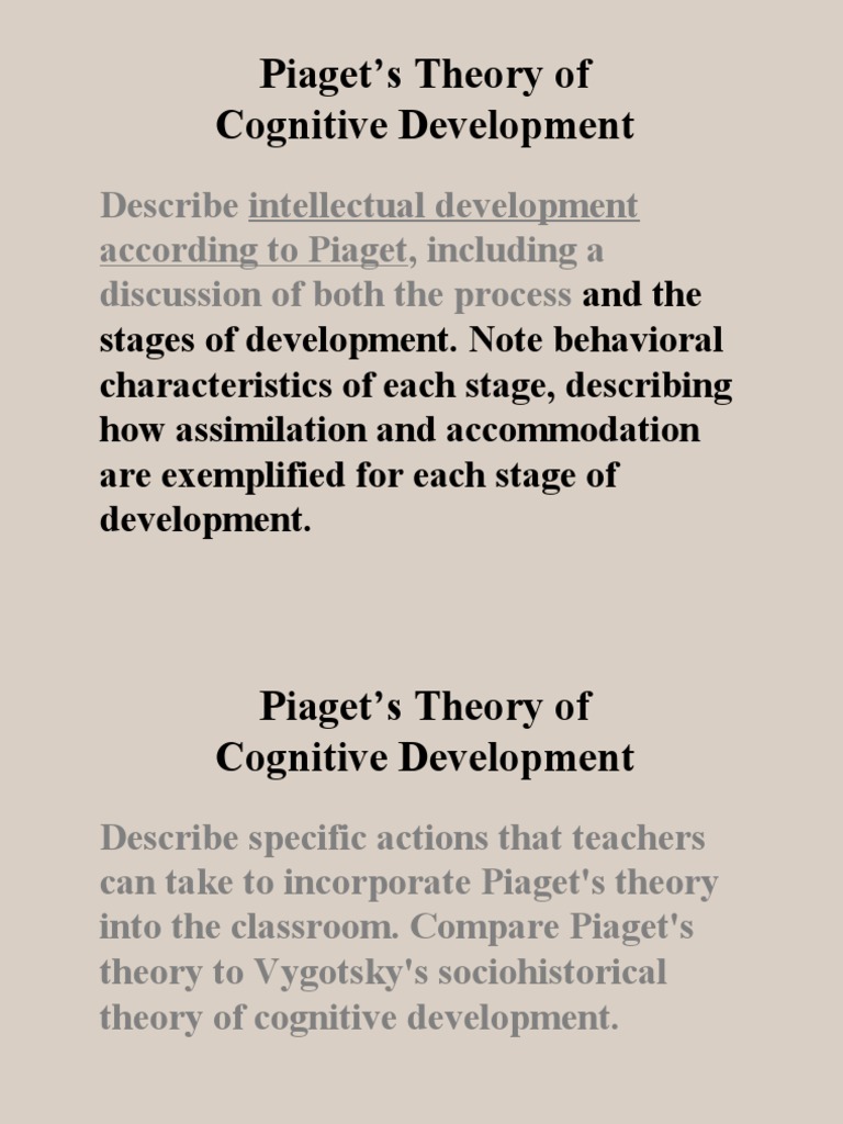 Piaget's Theory of Cognitive Development | PDF | Cognitive Development ...