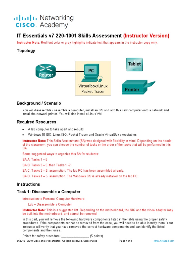 IT Essentials v7 Skills Assessment Guide | PDF | Bios | Router (Computing)