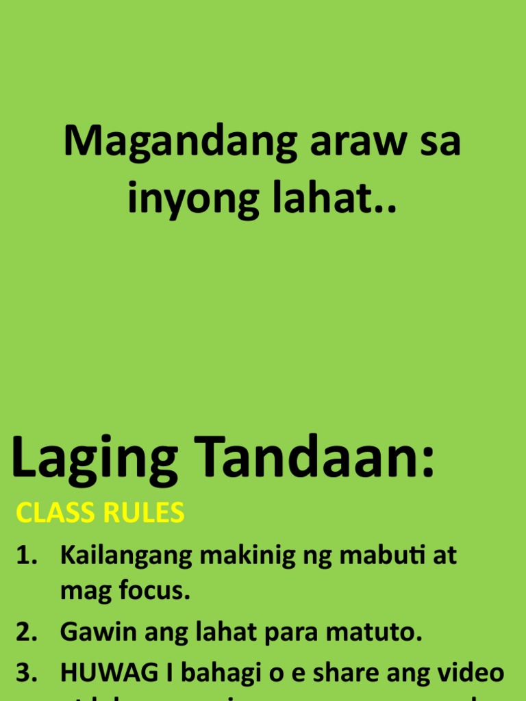 Magandang Araw Sa Inyong Lahat. | PDF