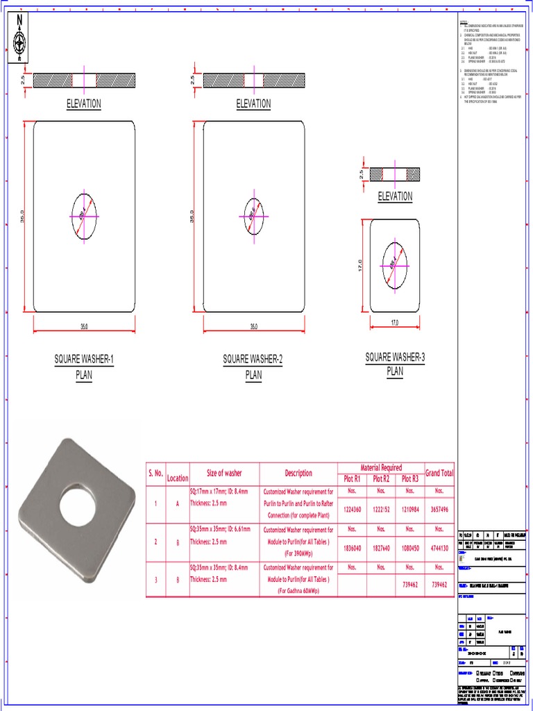 Square Washer Engineering Drawings | PDF | Washer (Hardware ...