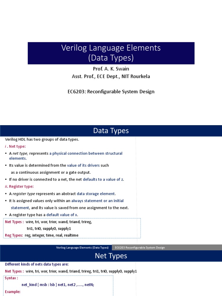 5 Verilog Language Elements Datatype Pdf Array Data Type Data Type